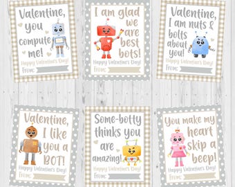 EDITABLE Robot Valentine Card, Instant Download Printable Valentine ...