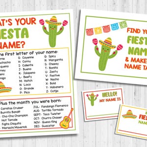 INSTANT DOWNLOAD What's Your Fiesta Name Printable - Cinco De Mayo ...