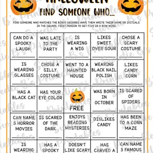 INSTANT DOWNLOAD Halloween Mix & Mingle Bingo Printable - Autumn Game ...