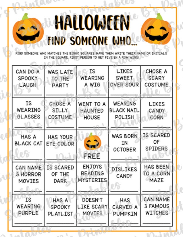 INSTANT DOWNLOAD Halloween Mix & Mingle Bingo Printable - Autumn Game ...