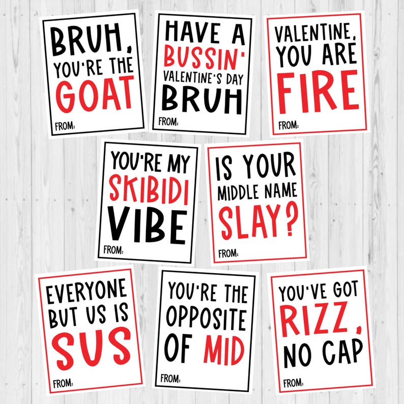 INSTANT DOWNLOAD - Slang Valentine Card Printable - Kids Printable ...