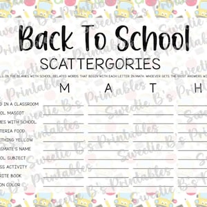 INSTANT DOWNLOAD Back to School Scattergories Printable Game Back to ...