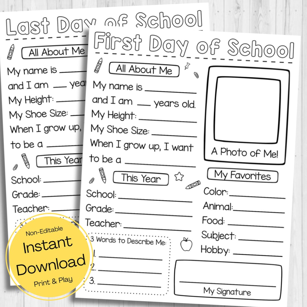 INSTANT DOWNLOAD - Back to School Interview Printable - First Day of ...