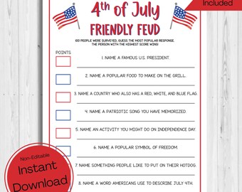 Printable 4th of July Feud Game | Independence Day Friendly Feud Game ...