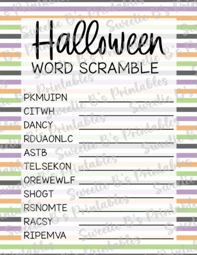INSTANT DOWNLOAD Halloween Word Scramble Game Printable - Halloween ...