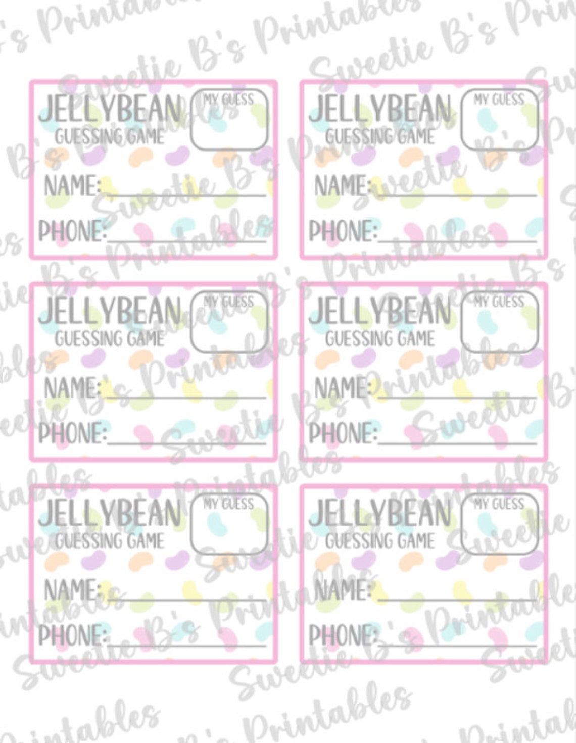 INSTANT DOWNLOAD Guess How Many Jellybeans Printable - Easter Guessing ...