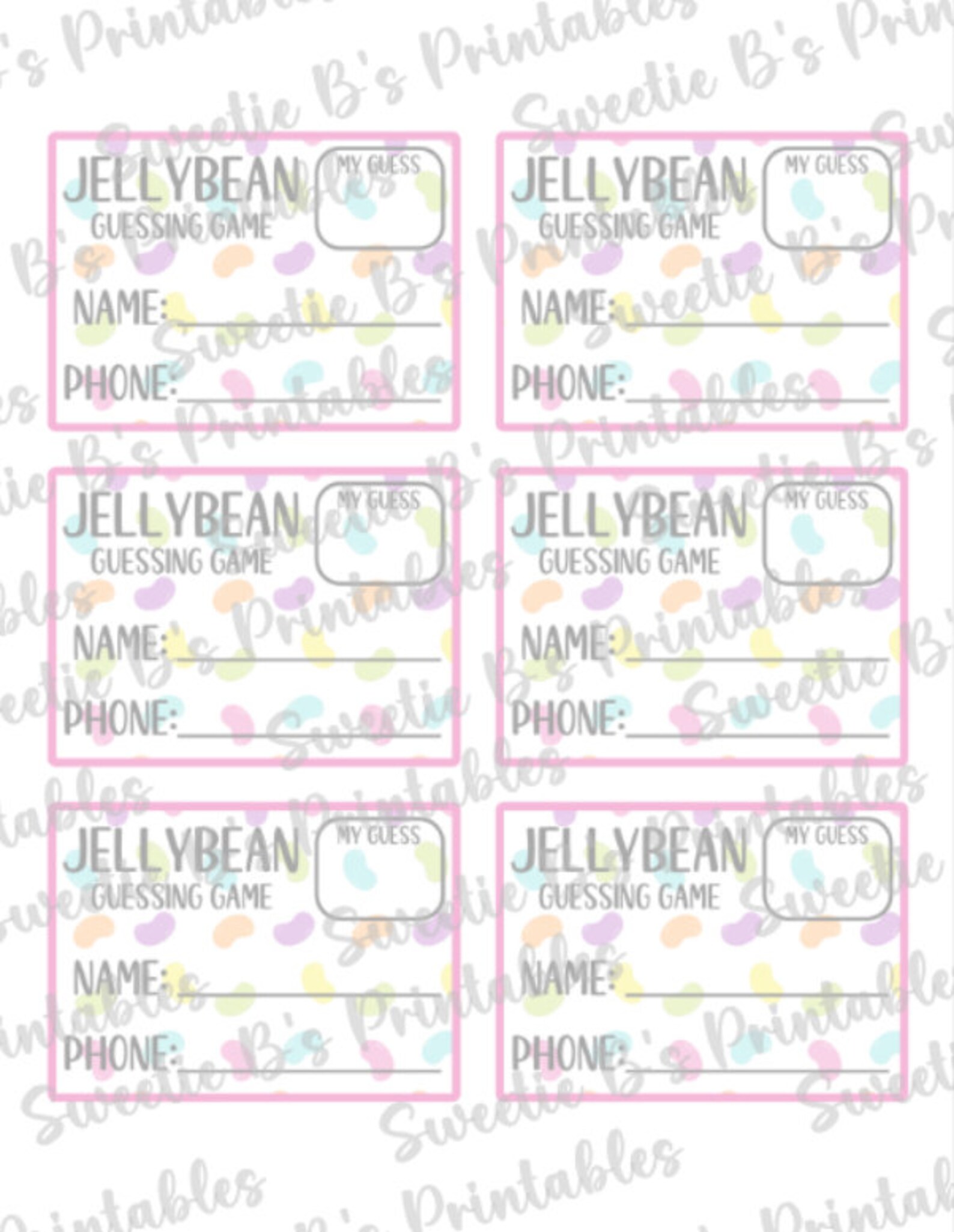 INSTANT DOWNLOAD Guess How Many Jellybeans Printable - Easter Guessing ...