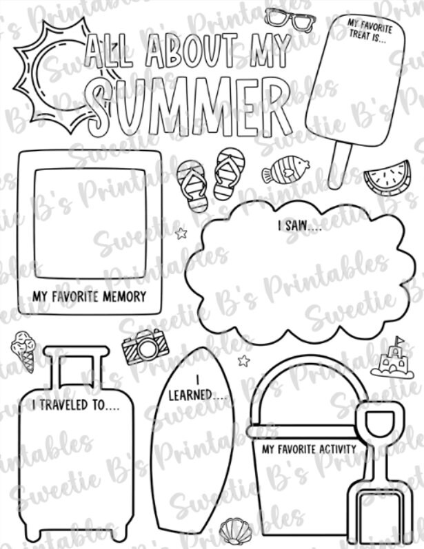 INSTANT DOWNLOAD - All About My Summer Printable - Classroom Summer ...