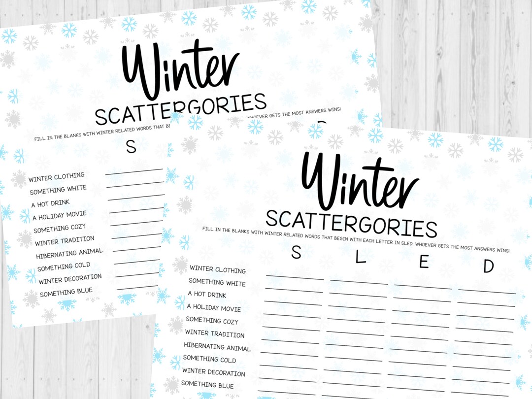INSTANT DOWNLOAD Winter Scattergories Printable Game - Winter Game ...
