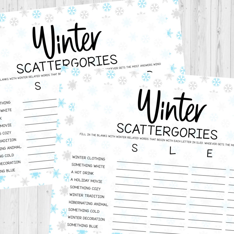 Winter Scattergories - Etsy
