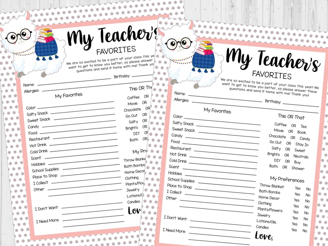 INSTANT DOWNLOAD - Teacher Appreciation Survey Printable - Teacher ...