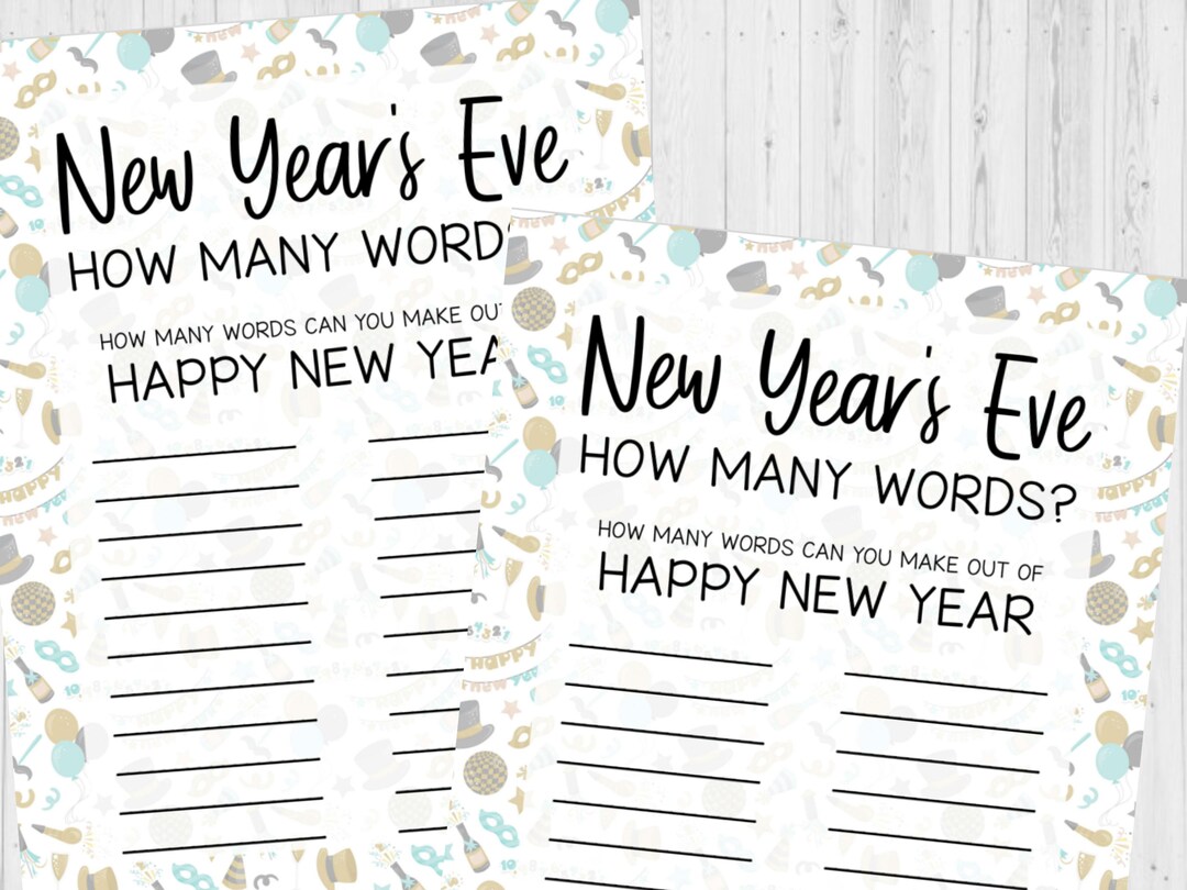 INSTANT DOWNLOAD New Year's Eve How Many Words Game Printable - NYE ...