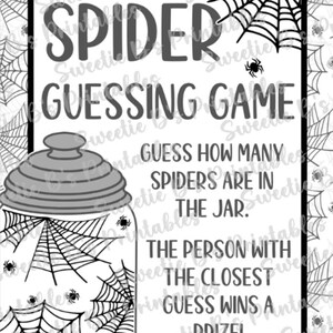 INSTANT DOWNLOAD Guess How Many Spiders Printable - Halloween Guessing ...