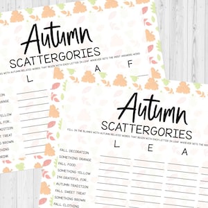 INSTANT DOWNLOAD Autumn Scattergories Printable Game - Autumn Game ...