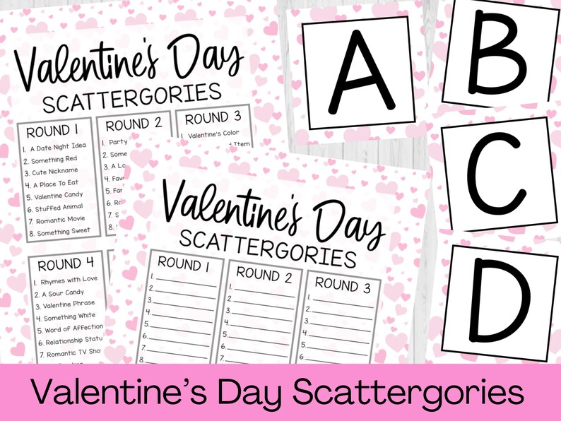 INSTANT DOWNLOAD Valetine's Day Scattergories Printable Game ...