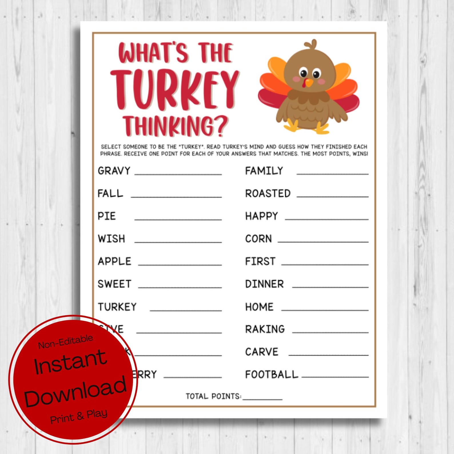 INSTANT DOWNLOAD Thanksgiving Finish the Phrase Printable - Autumn Game ...