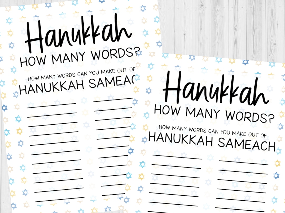 INSTANT DOWNLOAD Hanukkah How Many Words Game Printable - Hanukkah Game ...