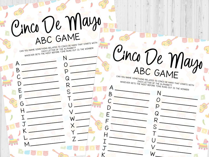 INSTANT DOWNLOAD Cinco De Mayo ABC Game Printable - Cinco De Mayo Game ...