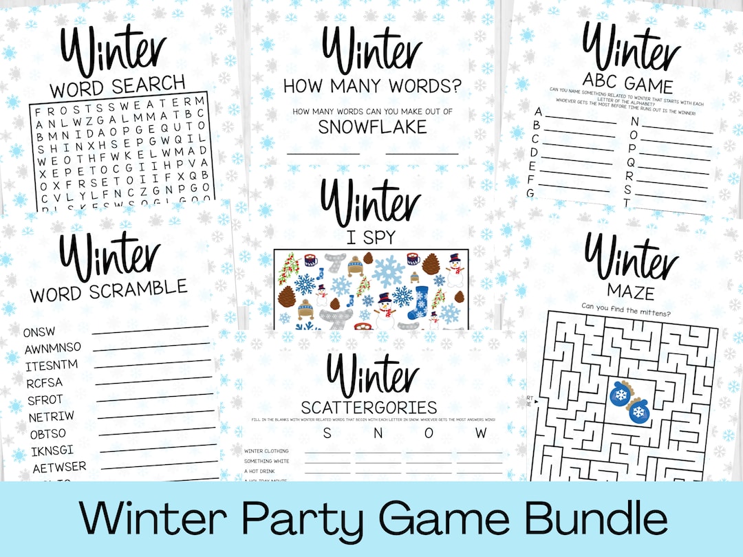 INSTANT DOWNLOAD Winter Activity Sheet Printable Bundle - Winter Game ...
