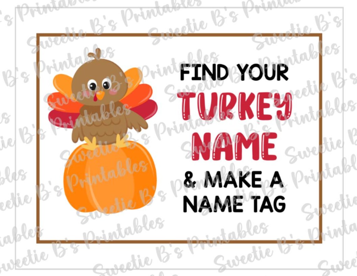 INSTANT DOWNLOAD What's Your Turkey Name Printable - Autumn Party Game ...