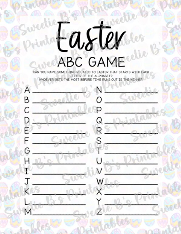 INSTANT DOWNLOAD Easter ABC Game Printable - Easter Game Printable ...
