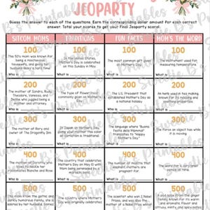 INSTANT DOWNLOAD Mother's Day Jeoparty Game Printable - Mother's Day ...