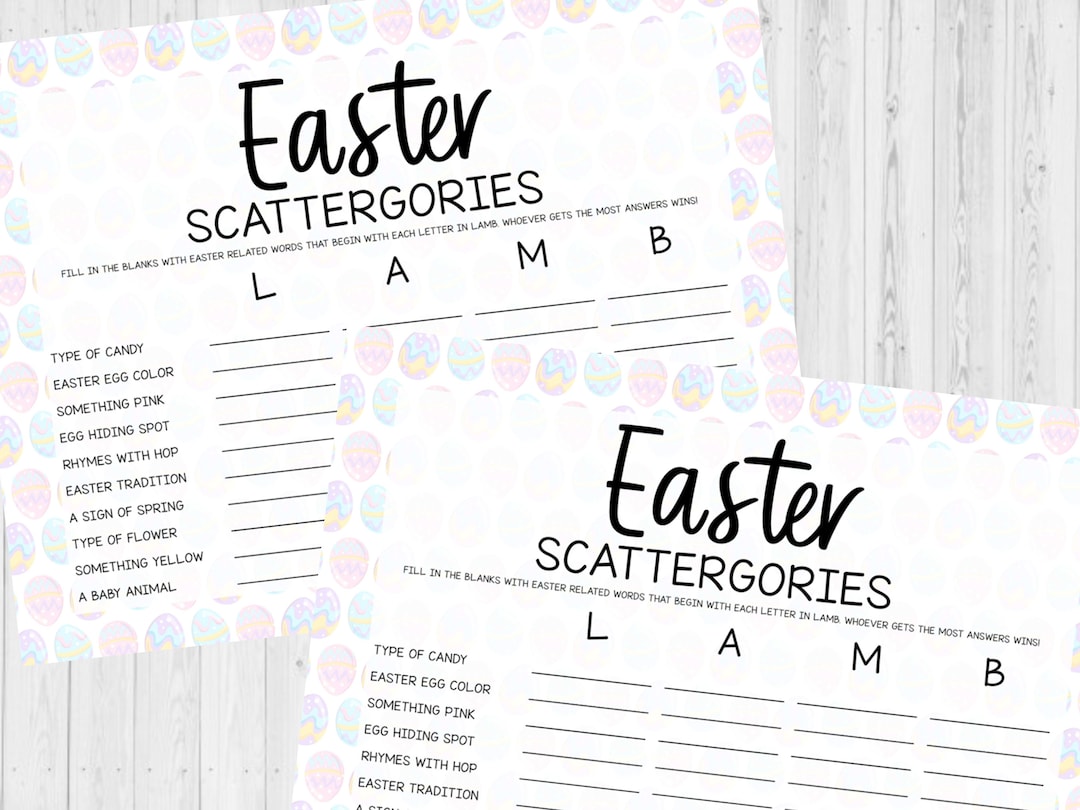 INSTANT DOWNLOAD Easter Scattergories Printable Game - Easter Game ...