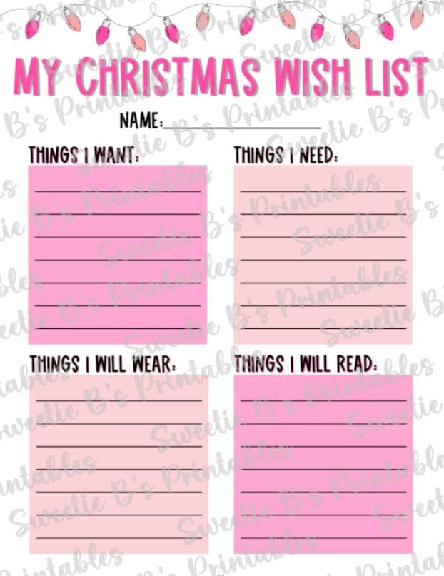 INSTANT DOWNLOAD Christmas Wish List Printable - Something You Want ...