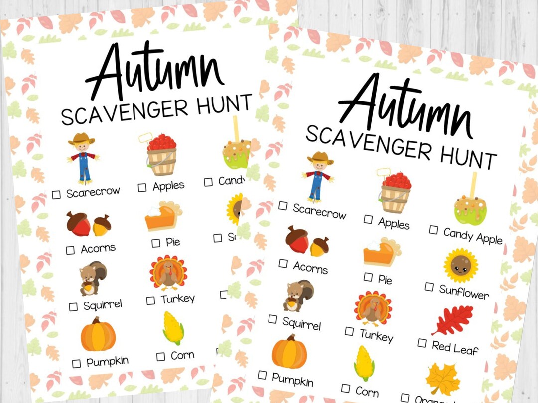 INSTANT DOWNLOAD Autumn Scavenger Hunt Printable - Autumn Game ...
