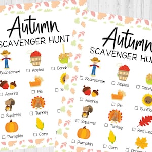 INSTANT DOWNLOAD Autumn Scavenger Hunt Printable - Autumn Game ...