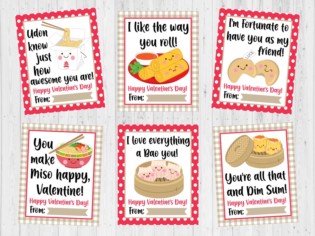 INSTANT DOWNLOAD - Chinese Food Valentine Card Printable - Kids ...