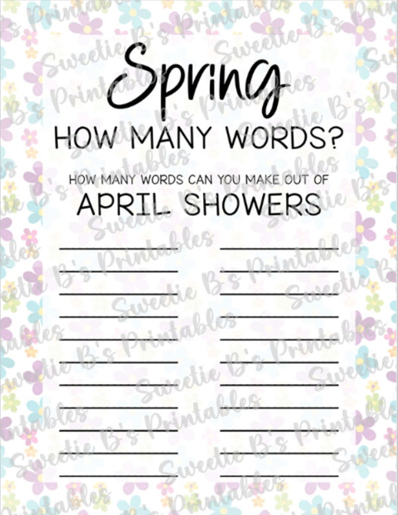 INSTANT DOWNLOAD Spring How Many Words Game Printable - Spring Game ...
