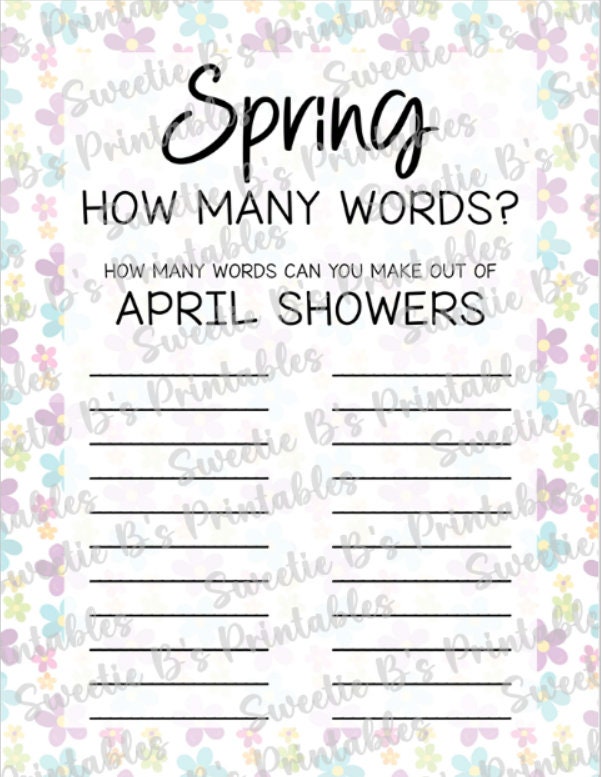INSTANT DOWNLOAD Spring How Many Words Game Printable - Spring Game ...