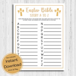 INSTANT DOWNLOAD Easter Bible A to Z Game Printable - Easter Story Game ...