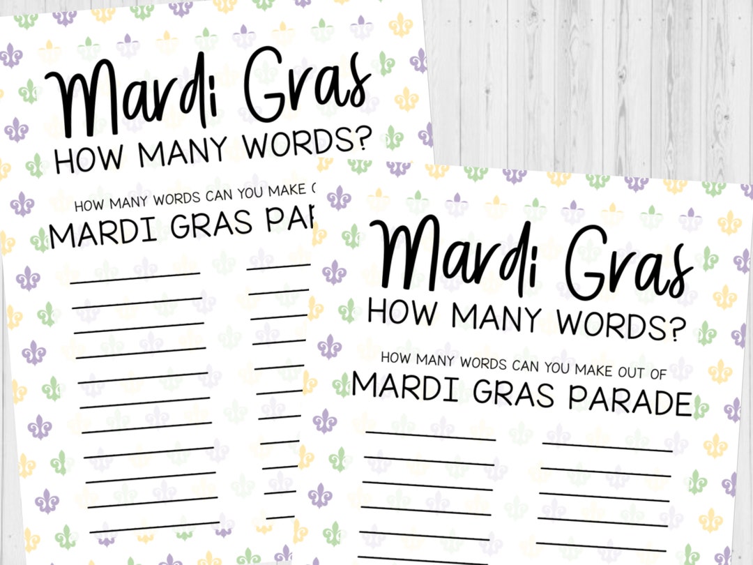 INSTANT DOWNLOAD Mardi Gras How Many Words Game Printable - Mardi Gras ...