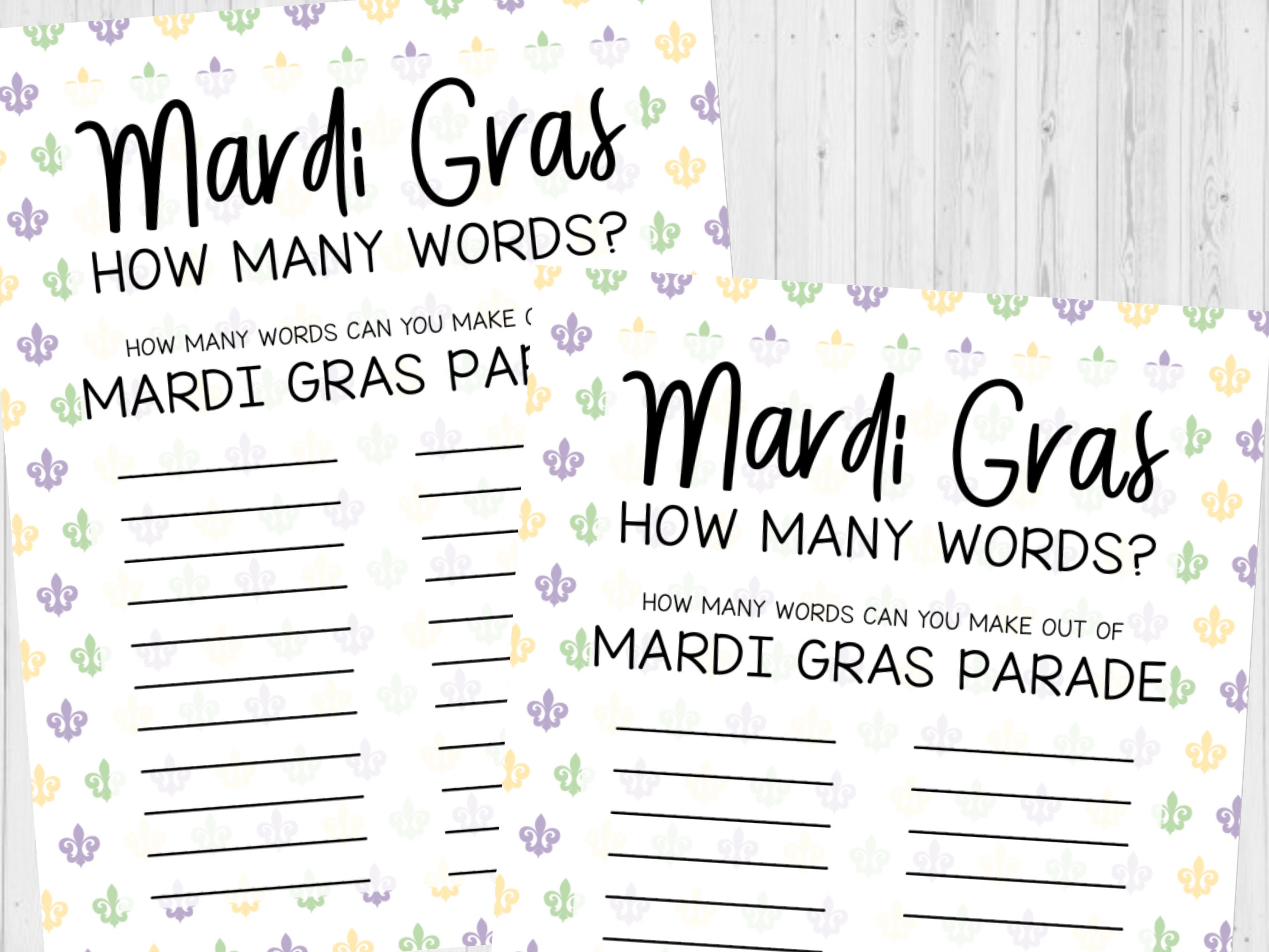 INSTANT DOWNLOAD Mardi Gras How Many Words Game Printable Mardi Gras ...