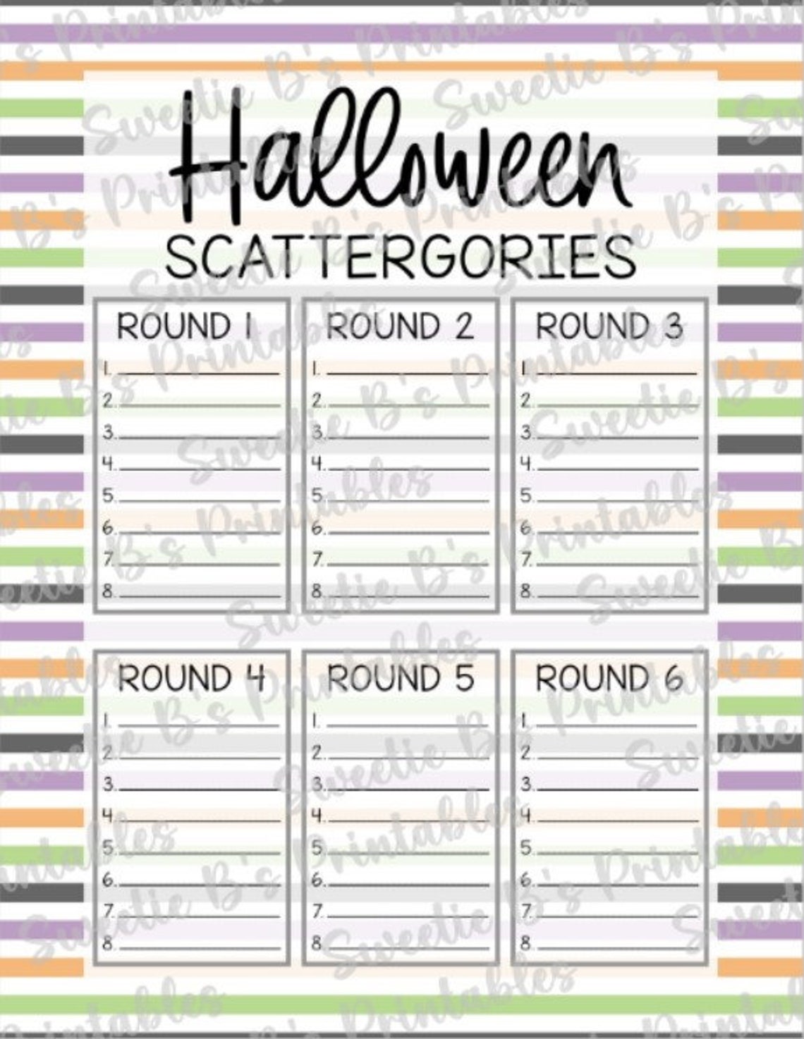 INSTANT DOWNLOAD Halloween Scattergories Printable Game Halloween Game ...
