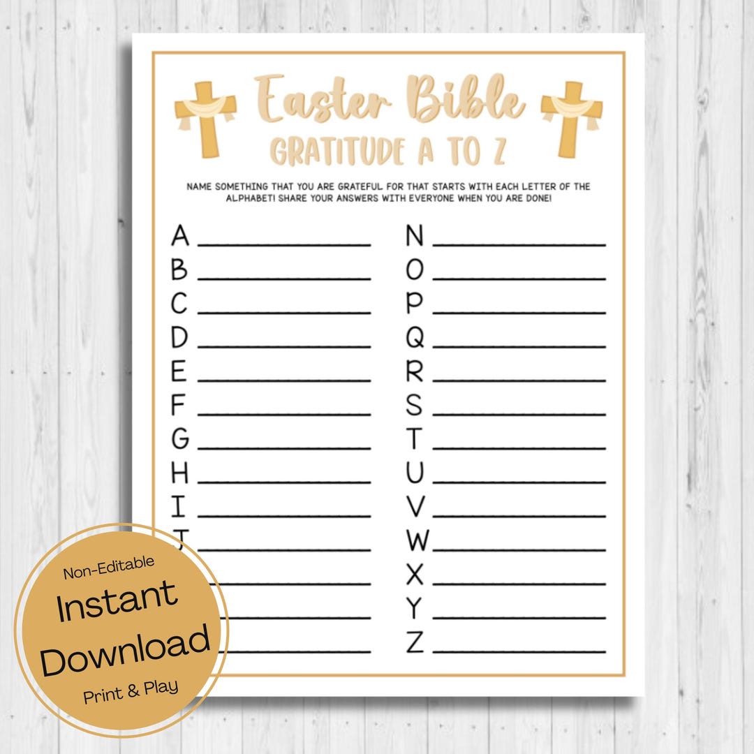 INSTANT DOWNLOAD Easter Gratitude A to Z Game Printable - Easter Game ...