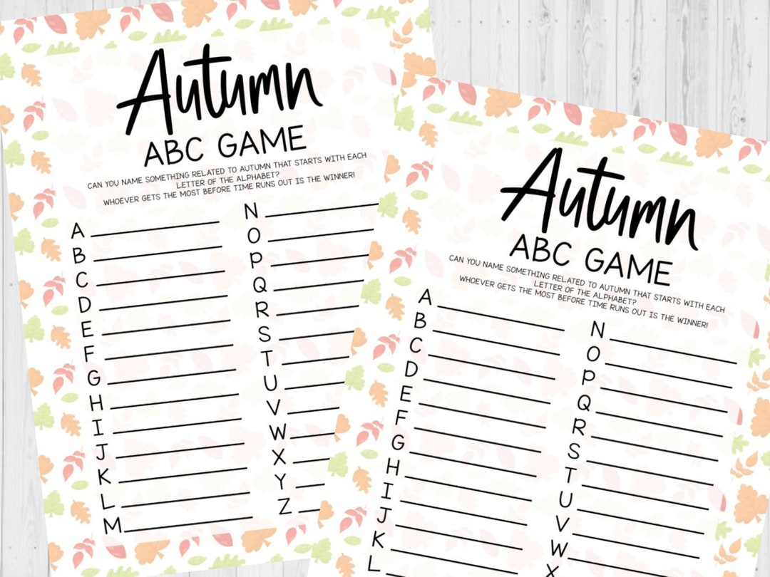INSTANT DOWNLOAD Autumn ABC Game Printable - Autumn Game Printable ...