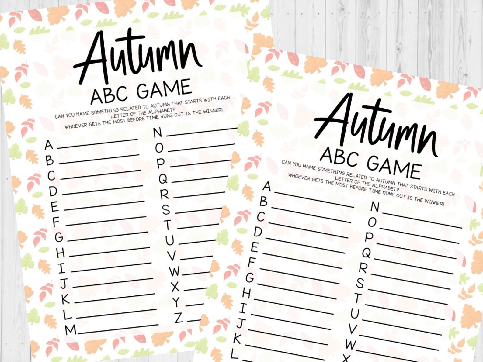 INSTANT DOWNLOAD Autumn ABC Game Printable - Autumn Game Printable ...