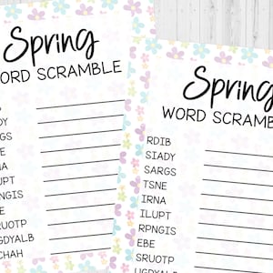 INSTANT DOWNLOAD Spring Word Scramble Game Printable - Spring Game ...
