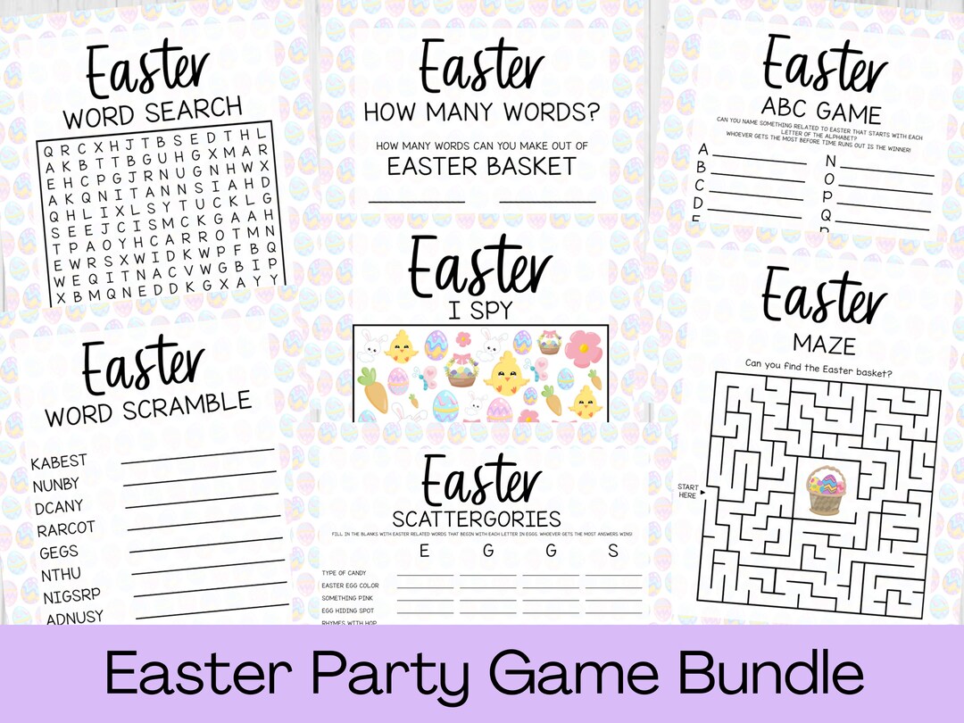 INSTANT DOWNLOAD Easter Activity Sheet Printable Bundle - Easter Game ...