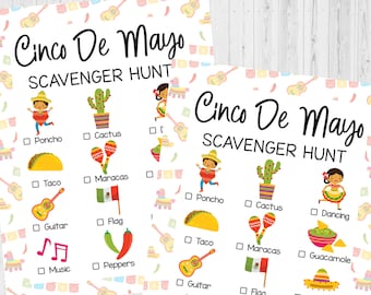 Cinco De Mayo Scavenger Hunt Game, Printable Cinco De Mayo Activity ...