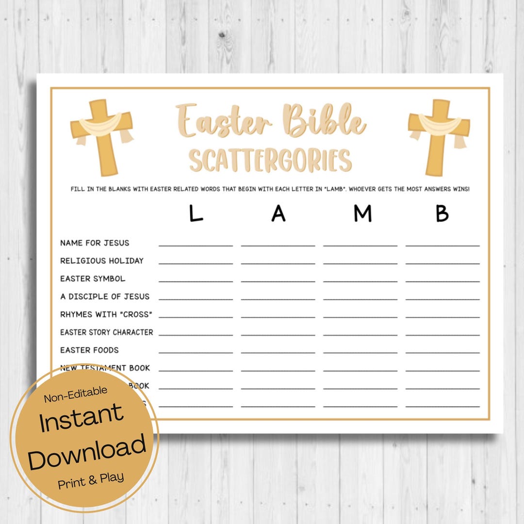 INSTANT DOWNLOAD Easter Bible Scattergories Printable Game - Easter ...