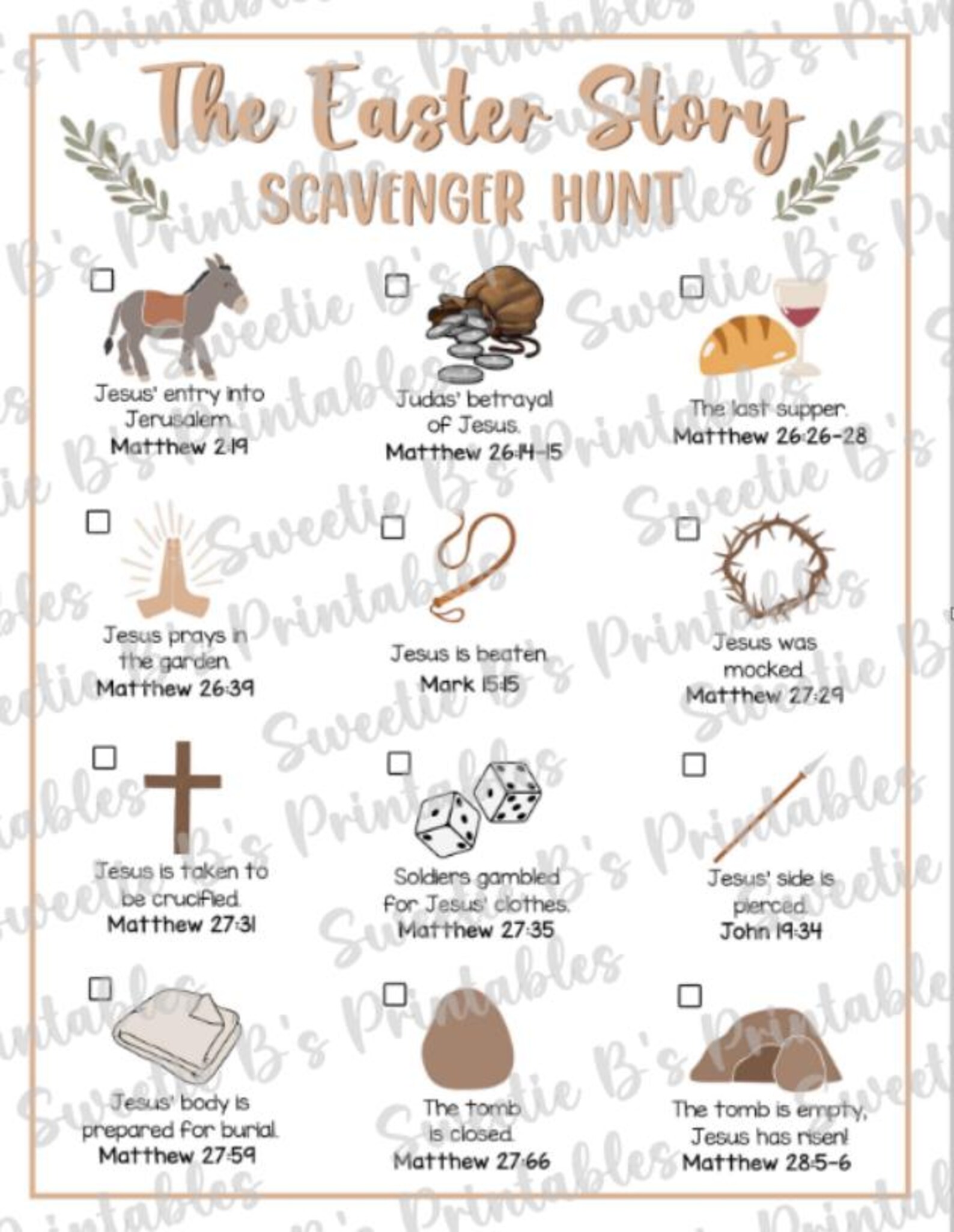 INSTANT DOWNLOAD Easter Bible Scavenger Hunt Printable - Easter Story ...