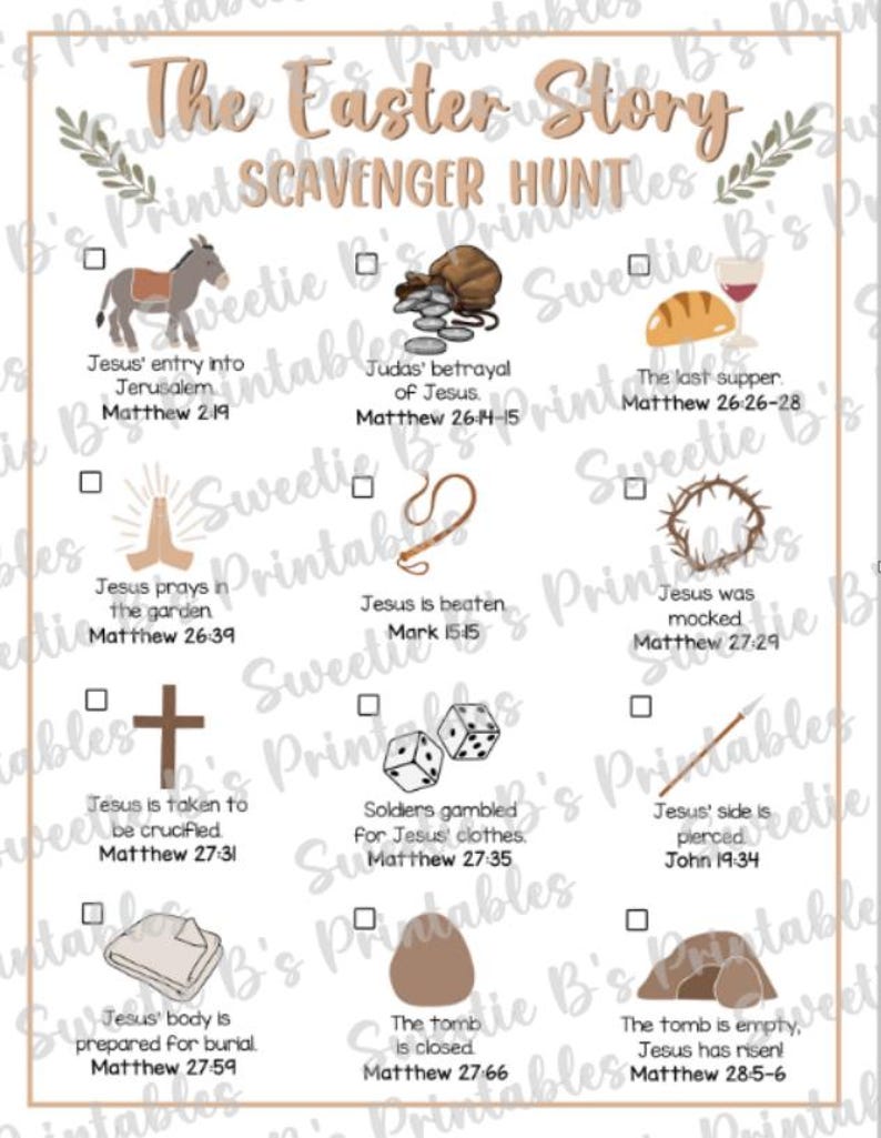 INSTANT DOWNLOAD Easter Bible Scavenger Hunt Printable - Easter Story ...