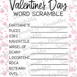 INSTANT DOWNLOAD Valentine's Day Word Scramble Game Printable ...