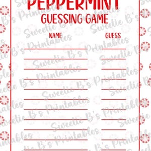 INSTANT DOWNLOAD Guess How Many Peppermints Printable - Holiday ...