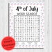 INSTANT DOWNLOAD 4th of July Word Search Printable - 4th of July Game ...