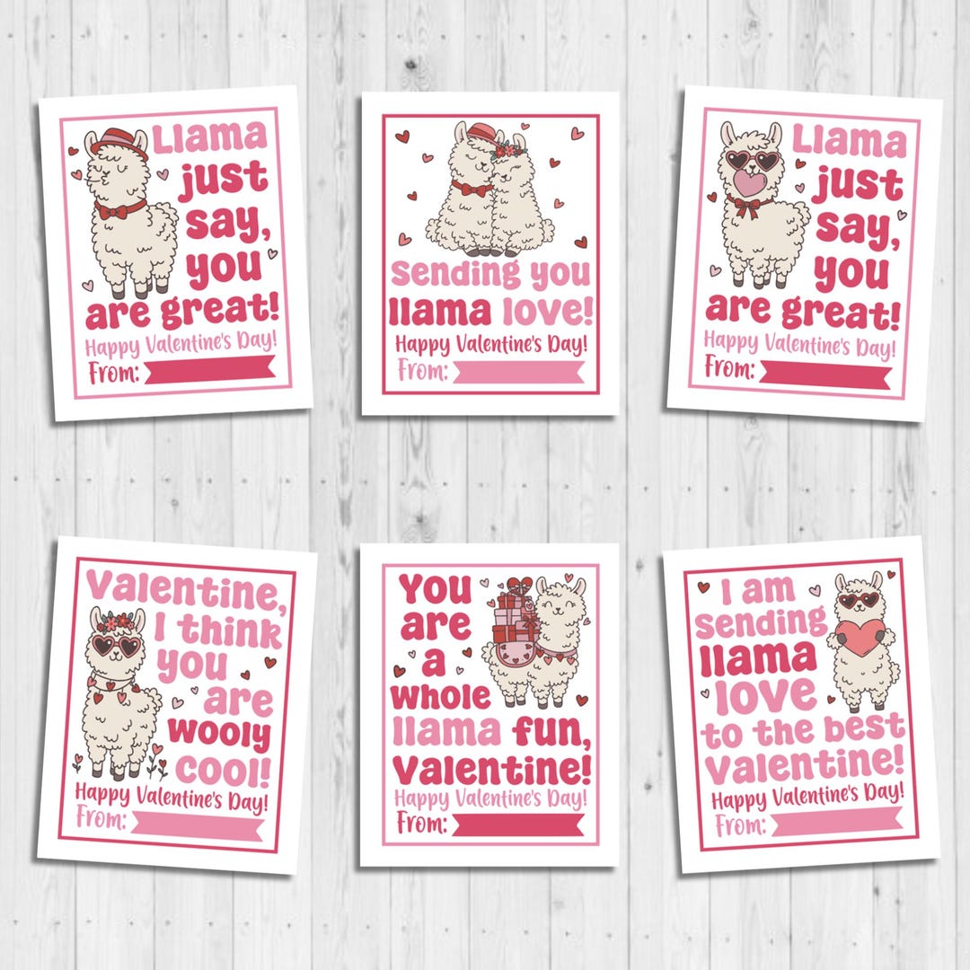 INSTANT DOWNLOAD - Llama Valentine Card Printable - Kids Printable ...